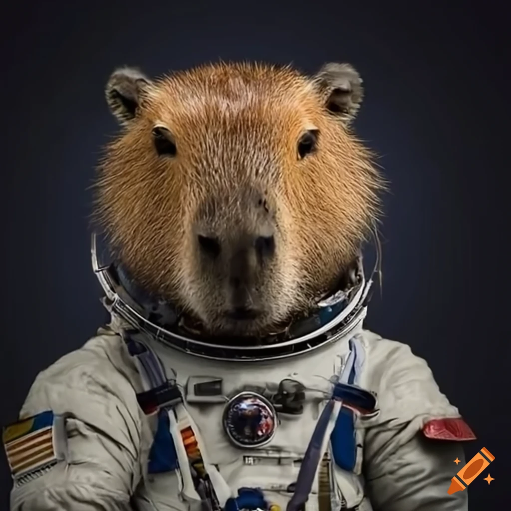 Image of a capybara dressed as an astronaut