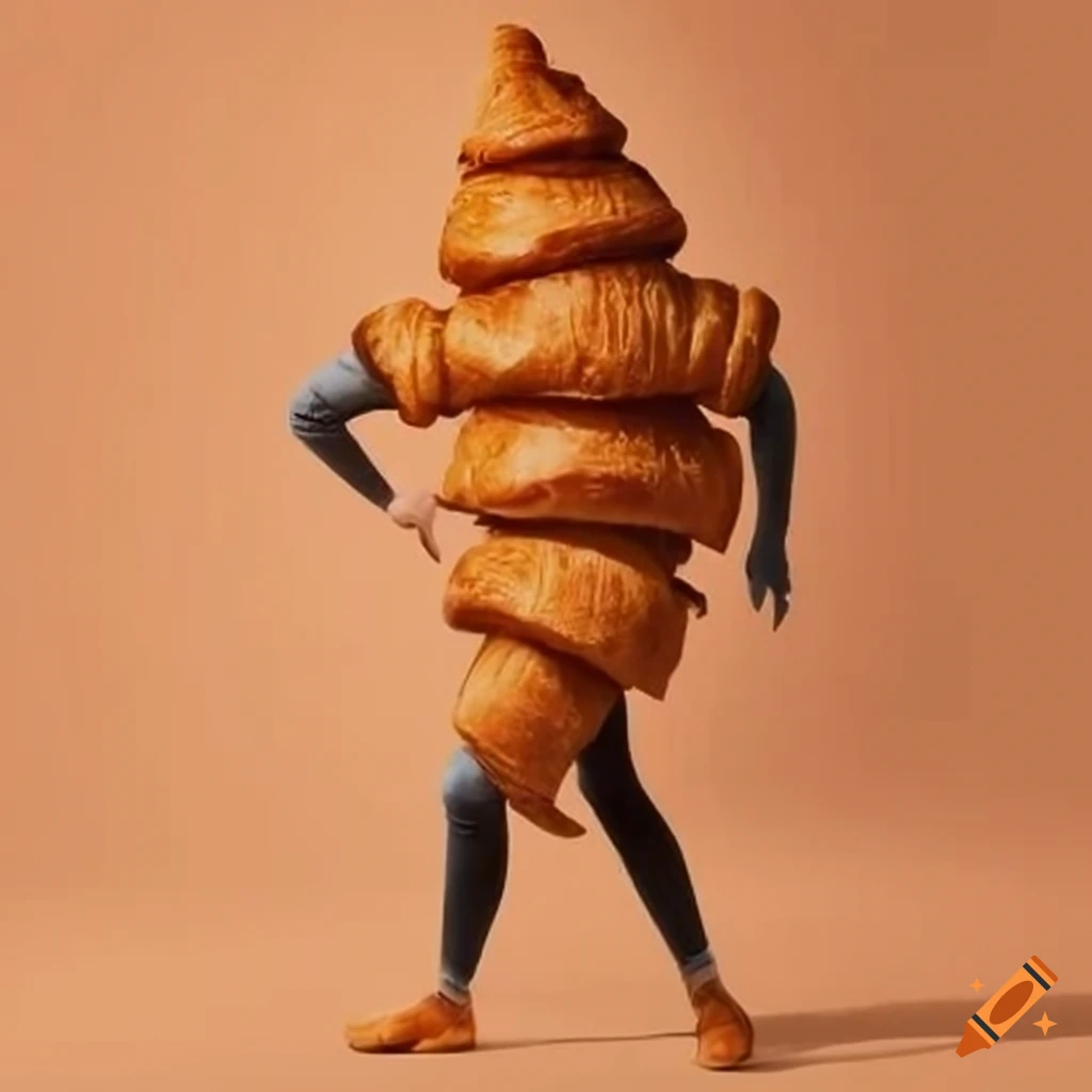 Person wearing a croissant costume on Craiyon