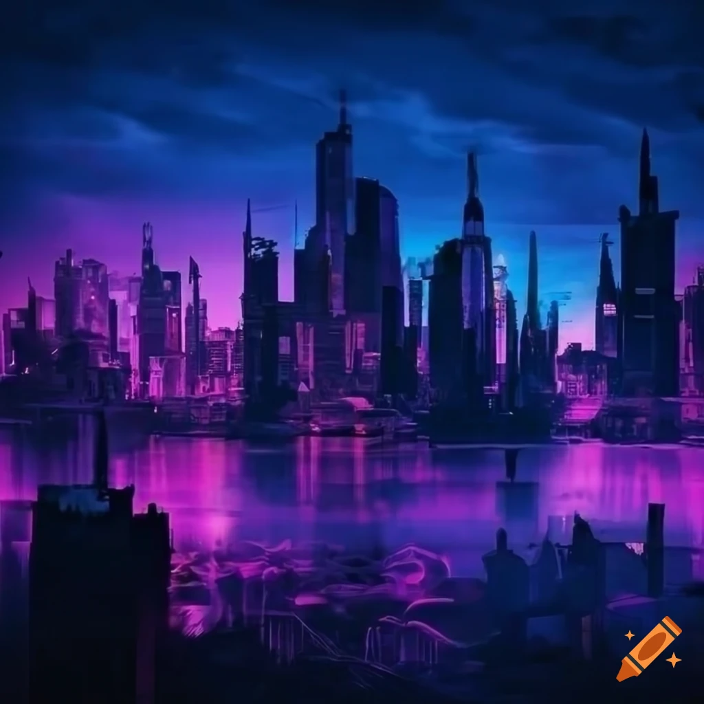 Cyberpunk cityscape with neon lights