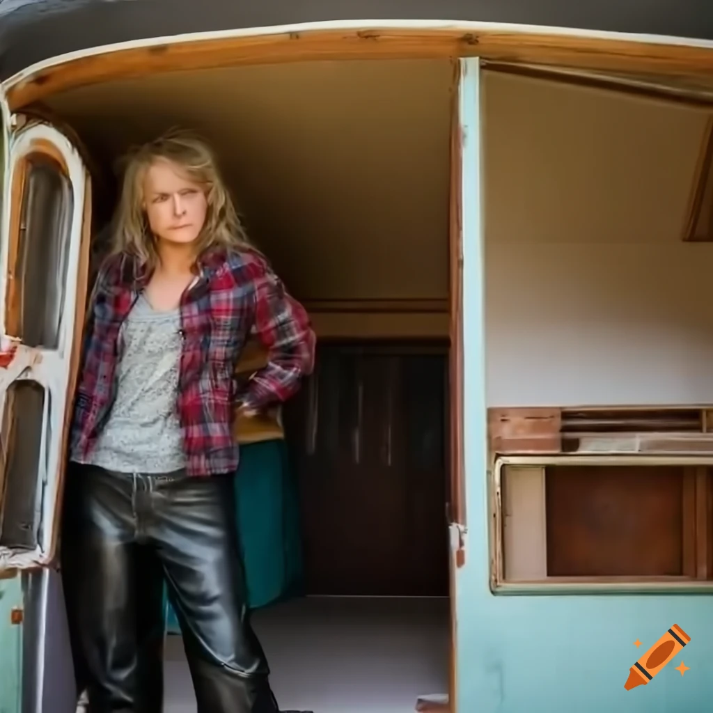 Twin singers standing in a caravan doorway on Craiyon
