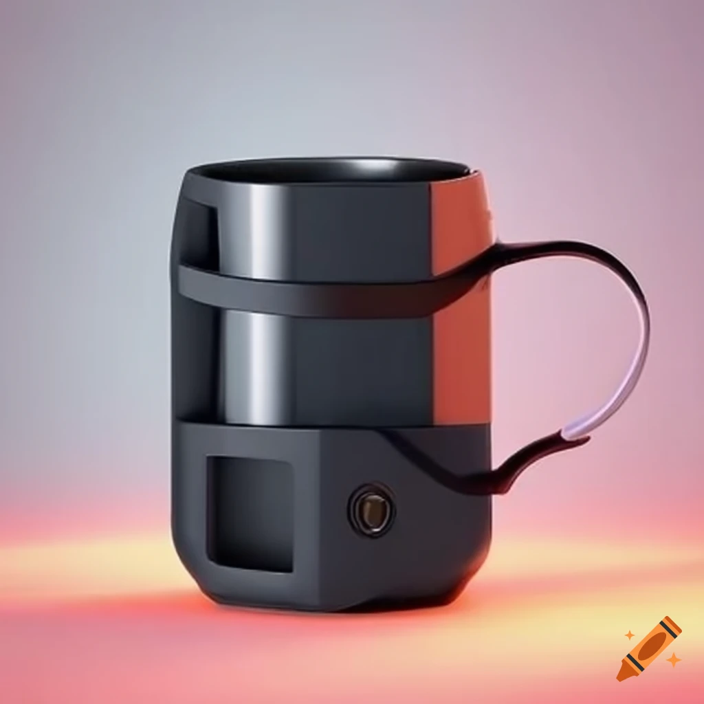 Futuristic coffee mug with USB charging port on Craiyon