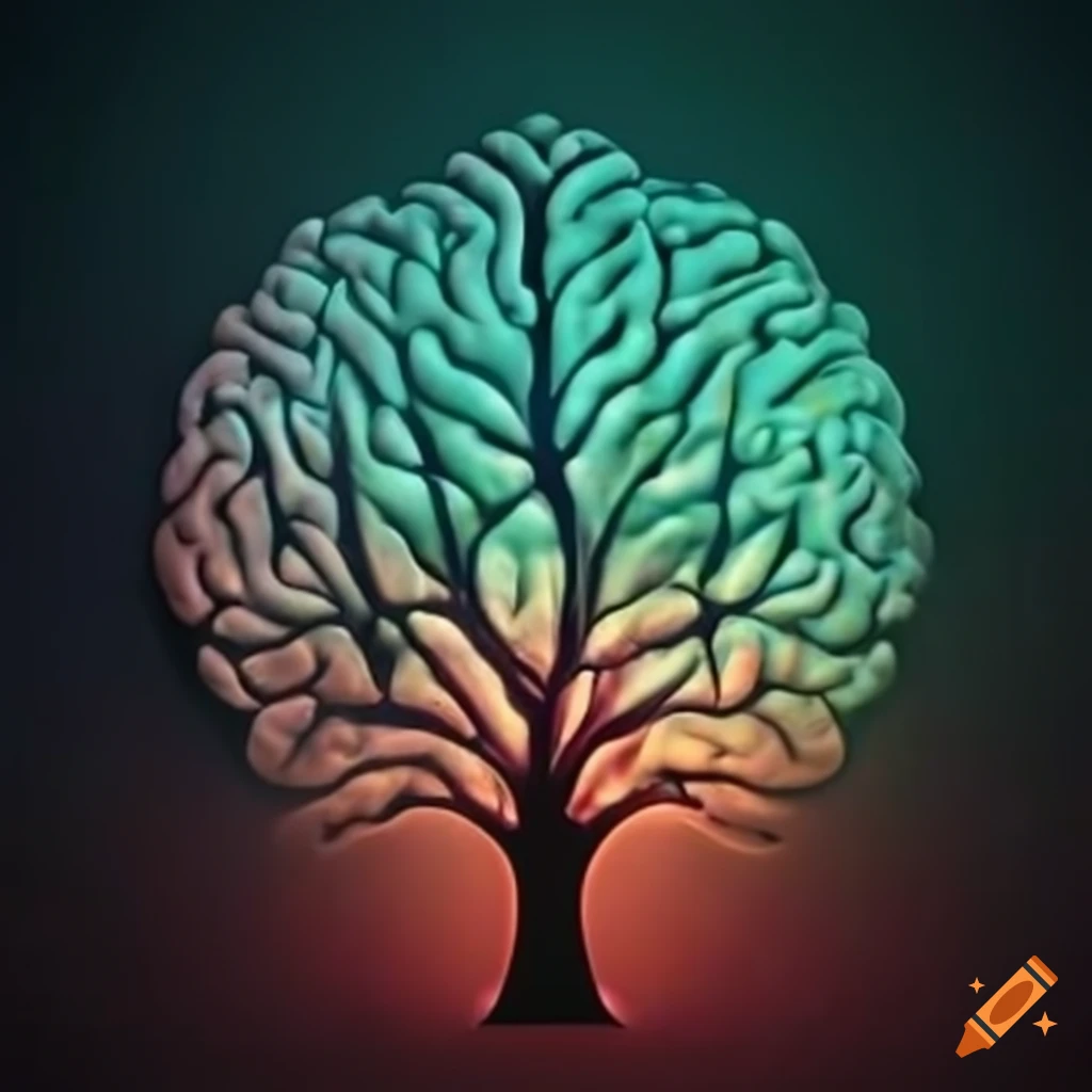 Digital tree logo with brain-like patterns