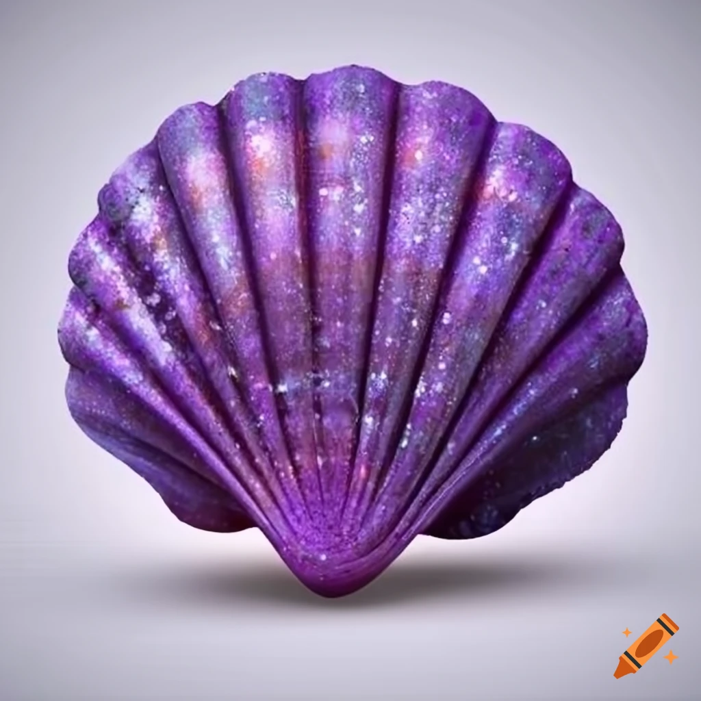 Glittery purple seashell on white background on Craiyon