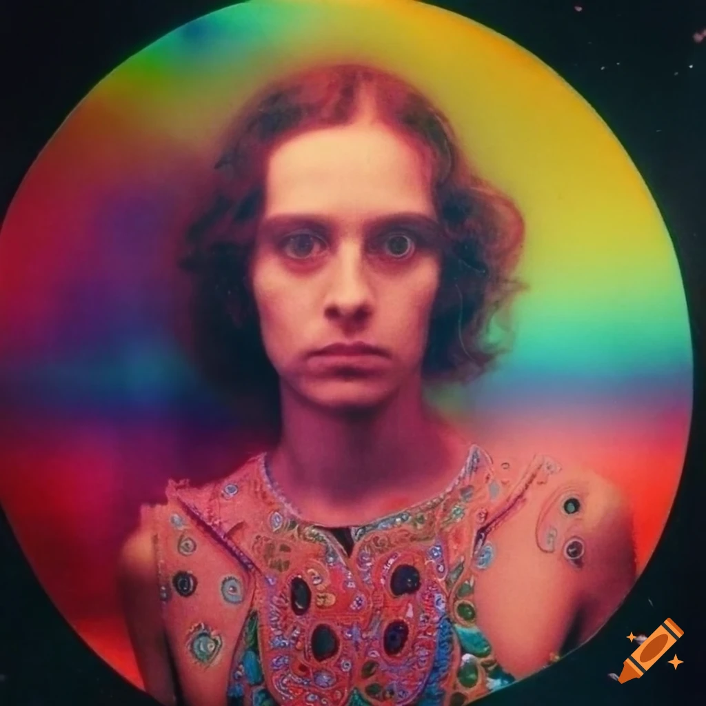 Vibrant vintage polaroid portrait in colorful retro clothes on Craiyon
