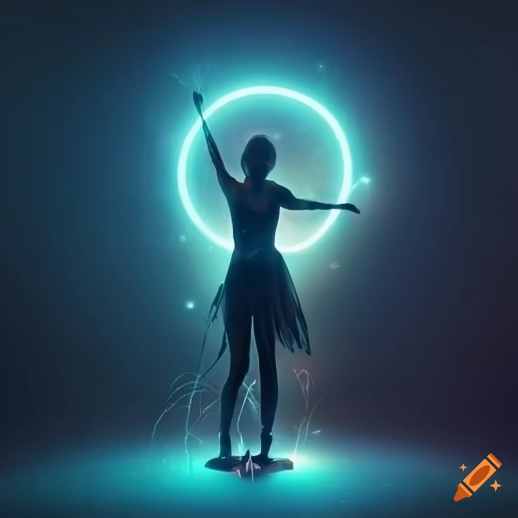 Illustration of a mystical figure in a futuristic realm on Craiyon