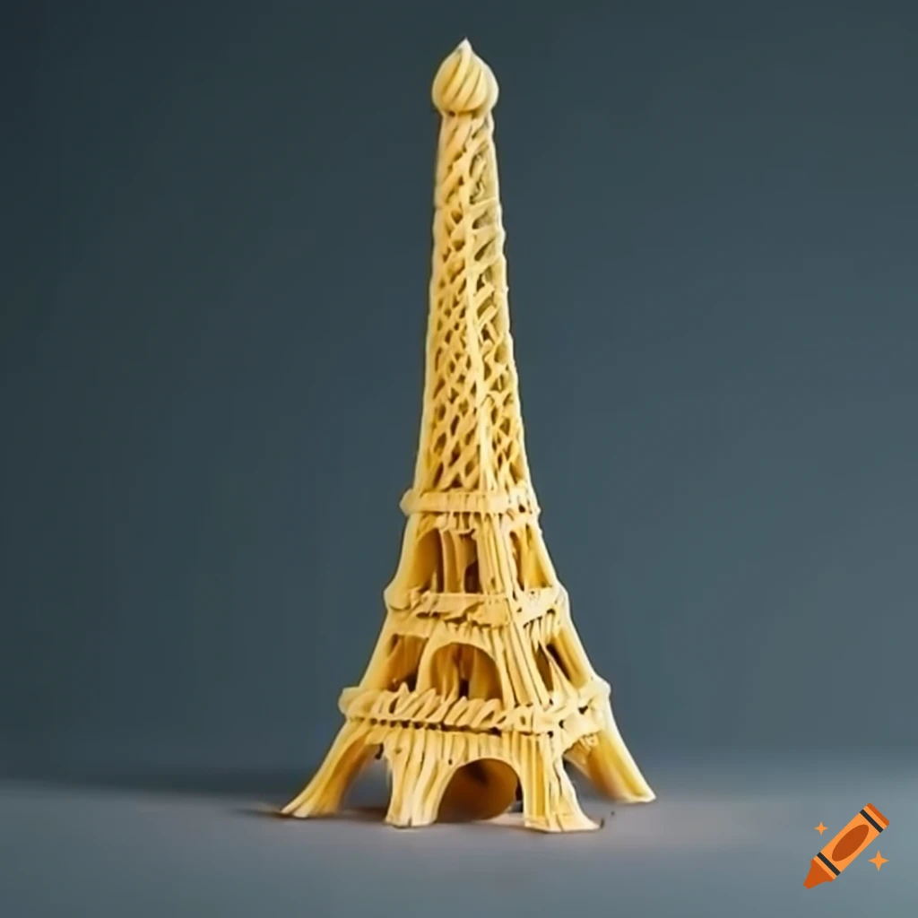 Sculpture of eiffel tower made of pasta