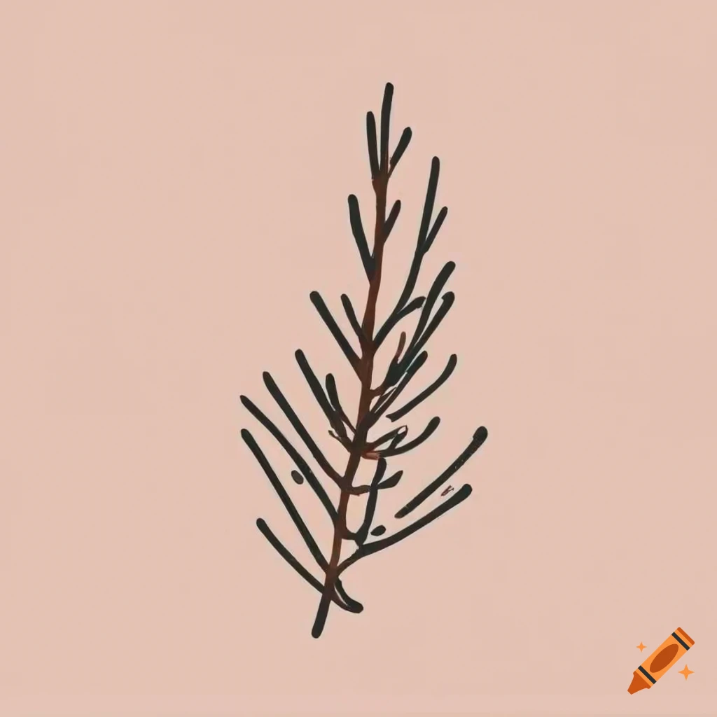 Minimalistic line drawing of a Juniper branch with berries on Craiyon