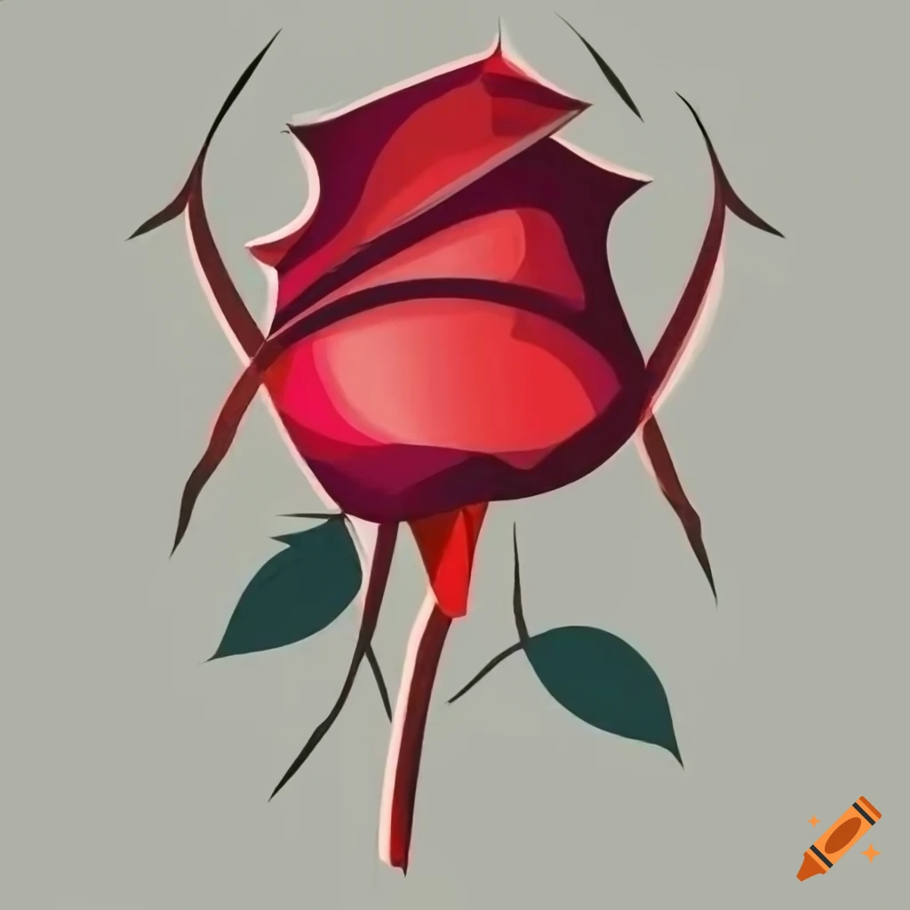 Symbolic rose with pointed thorns