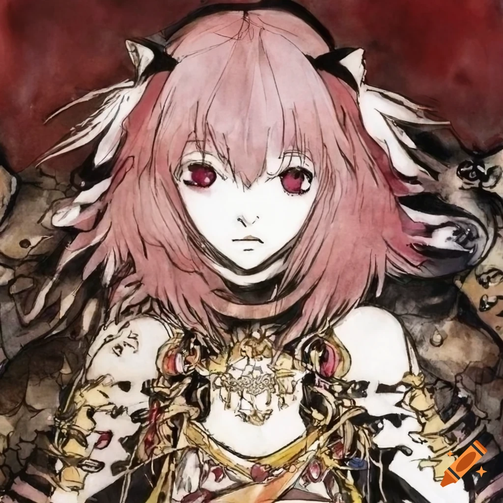 Astolfo character concept art by Yoshitaka Amano on Craiyon
