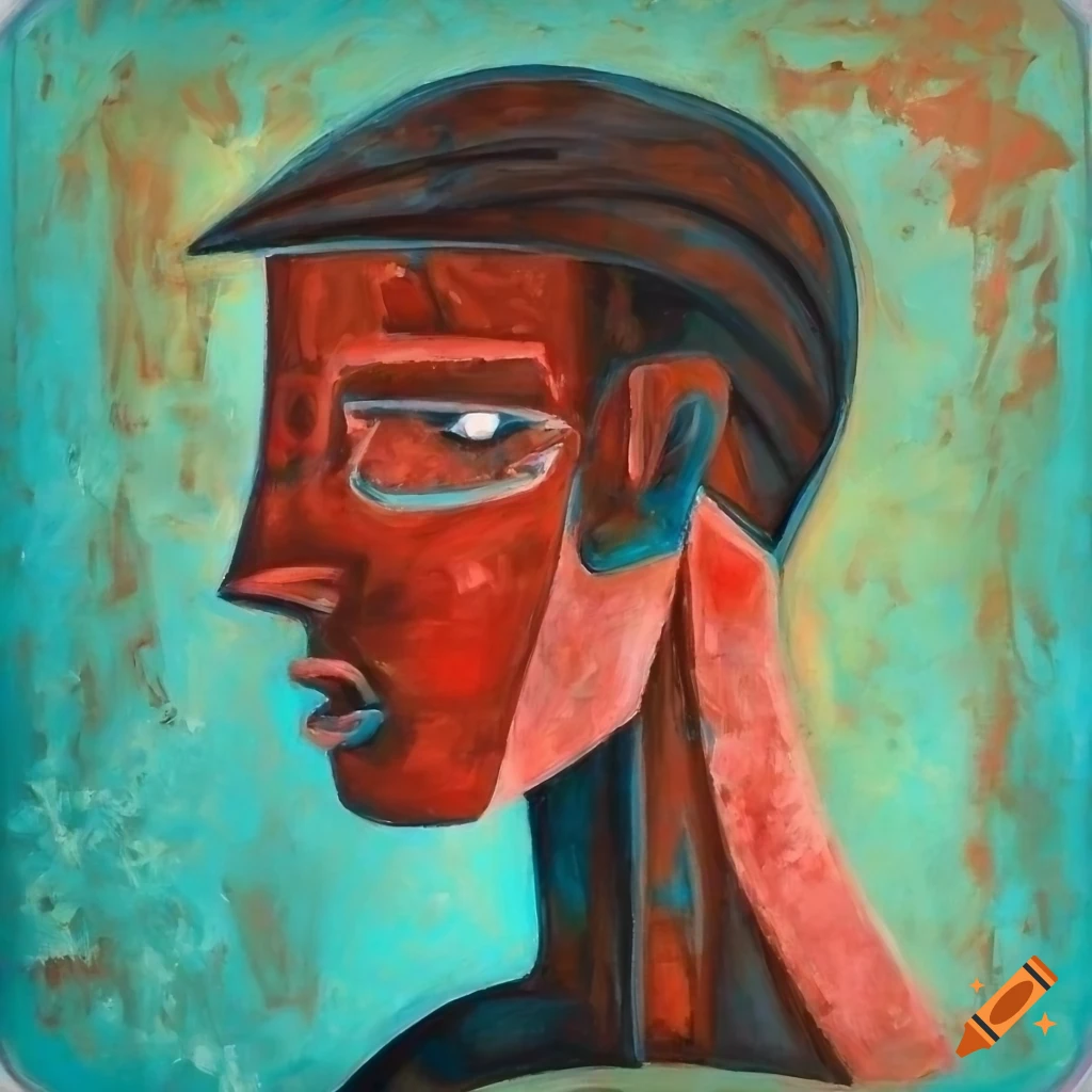 Cubism painting of a man in profile on Craiyon