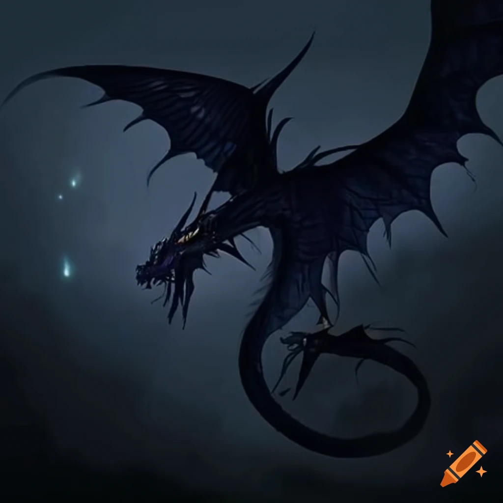Image of a flying night dragon on Craiyon