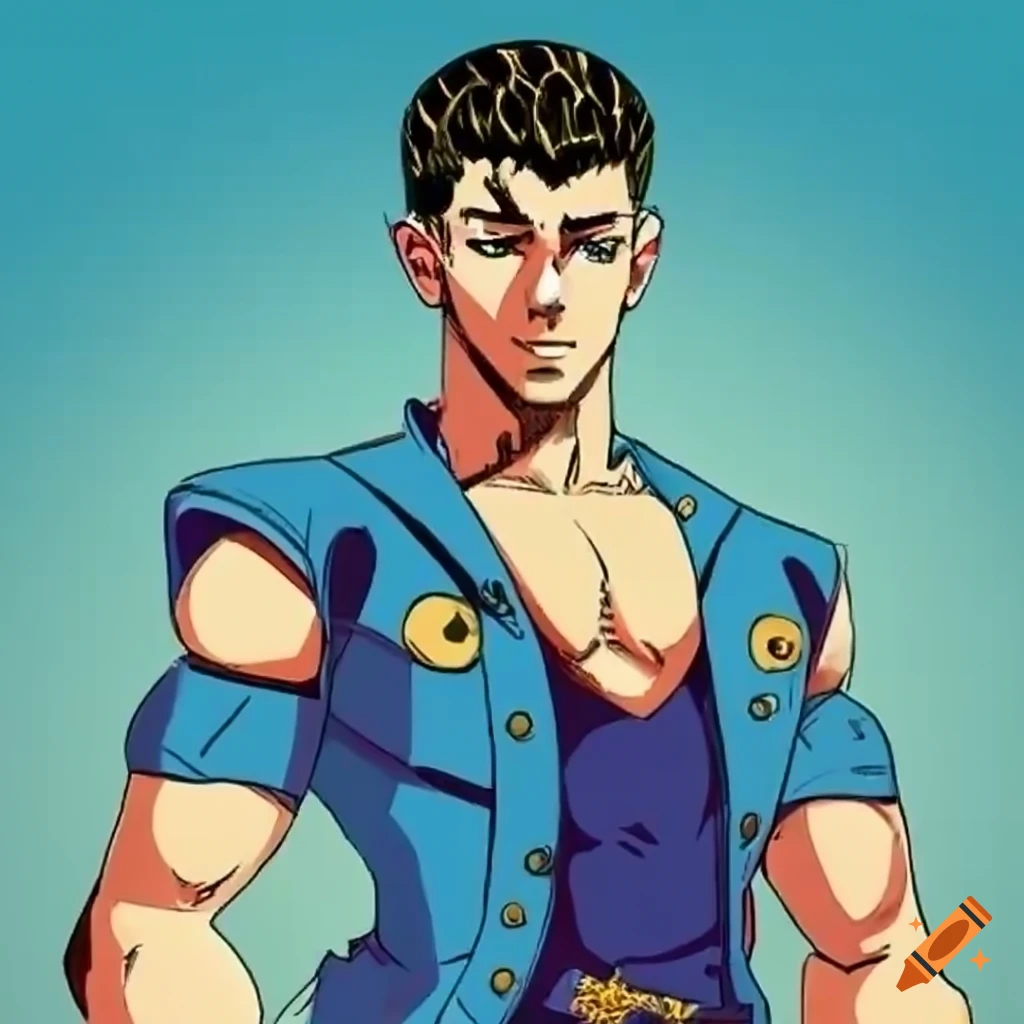 Drawing of Nick Jonas in JoJo's Bizarre Adventure style on Craiyon