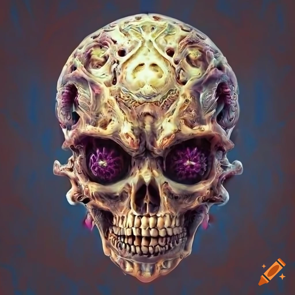 Intricate and detailed alien skull