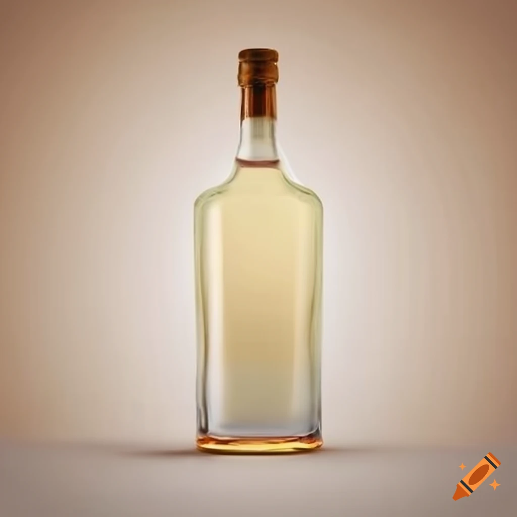 Elegant white liquor bottle on neutral background
