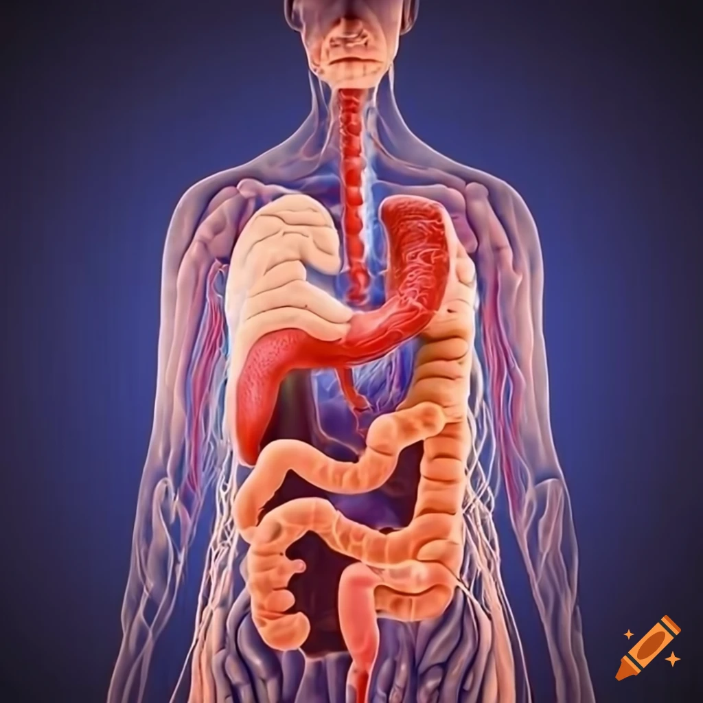 Labeled diagram of the human digestive system