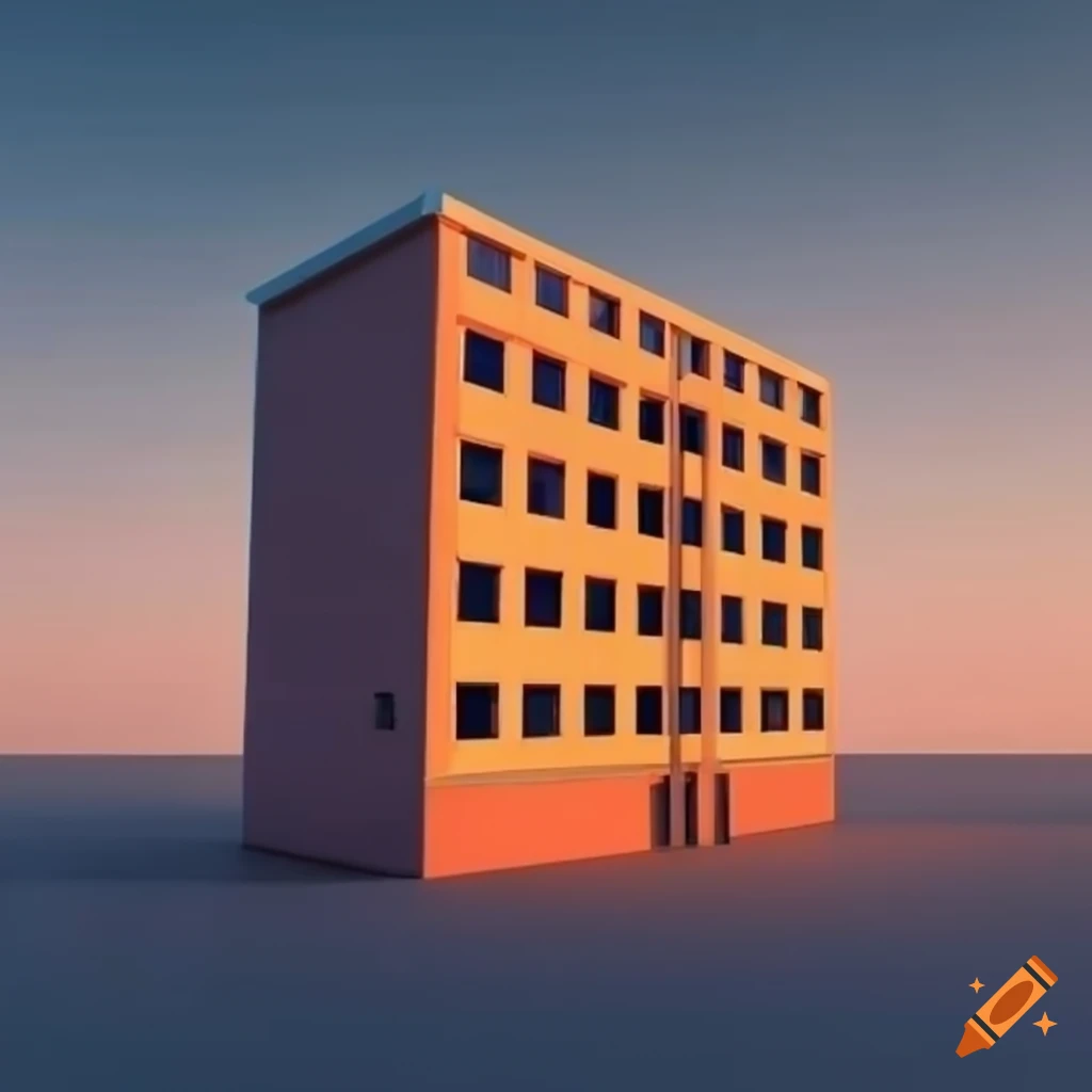 3d illustration of a hostel building on Craiyon