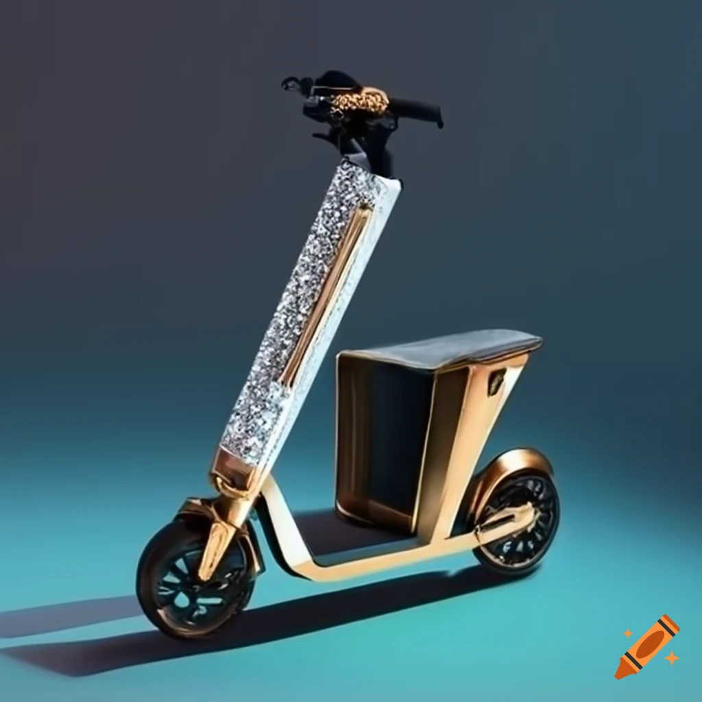 Luxury e-scooter with gold accents and diamonds