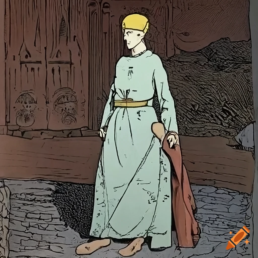 Illustration of a young female hero with detailed clothing