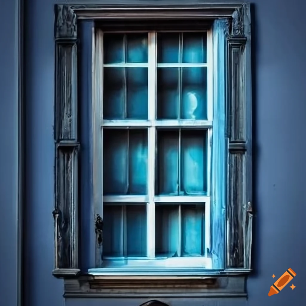 Front view of a dark blue haussmannien window