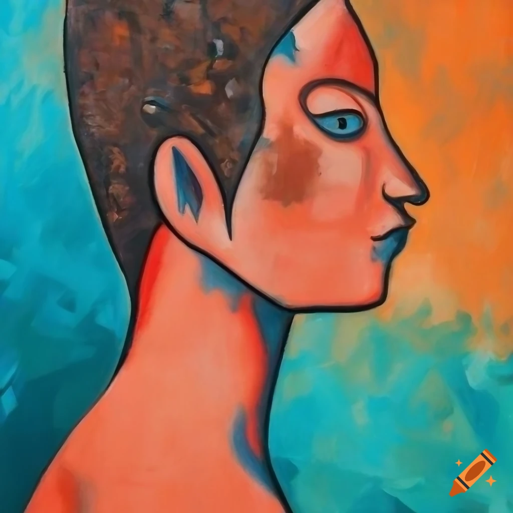 Cubism painting of a man in profile on Craiyon