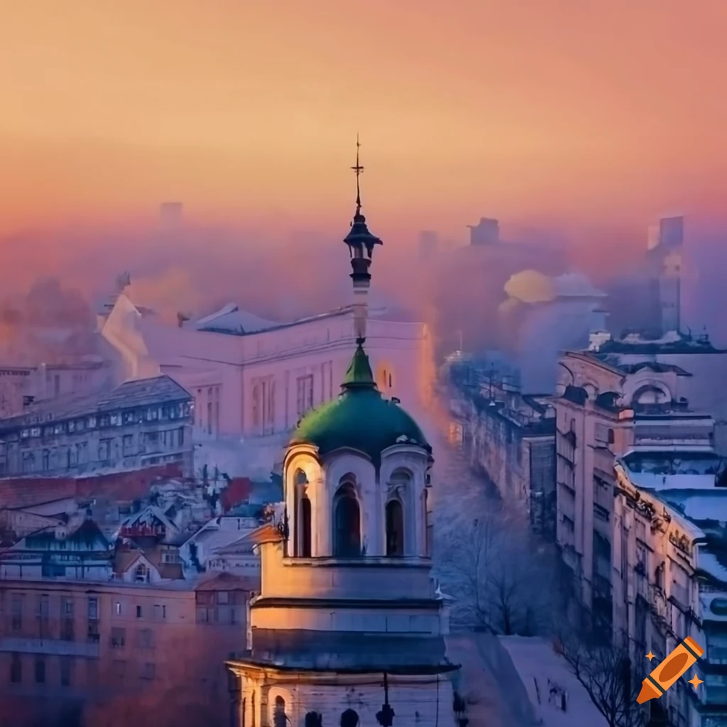 Cityscape of belgrade, serbia on a cold fall morning