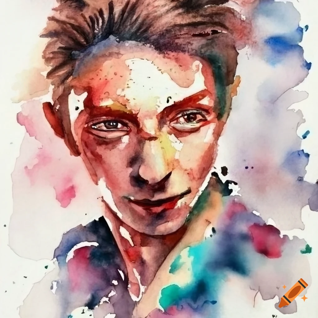 Watercolor portrait of a man on Craiyon