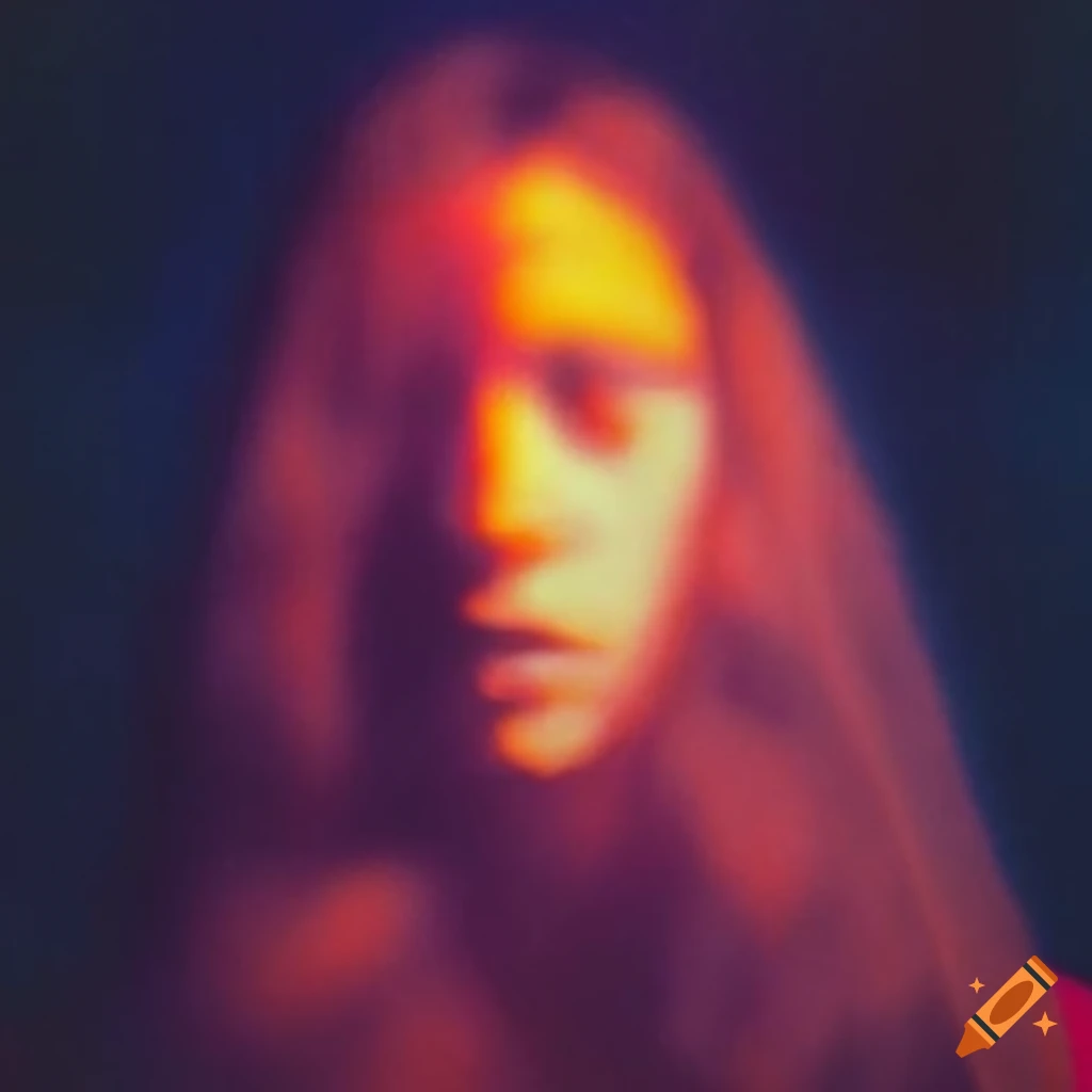 Vintage polaroid portrait of a colorful art student