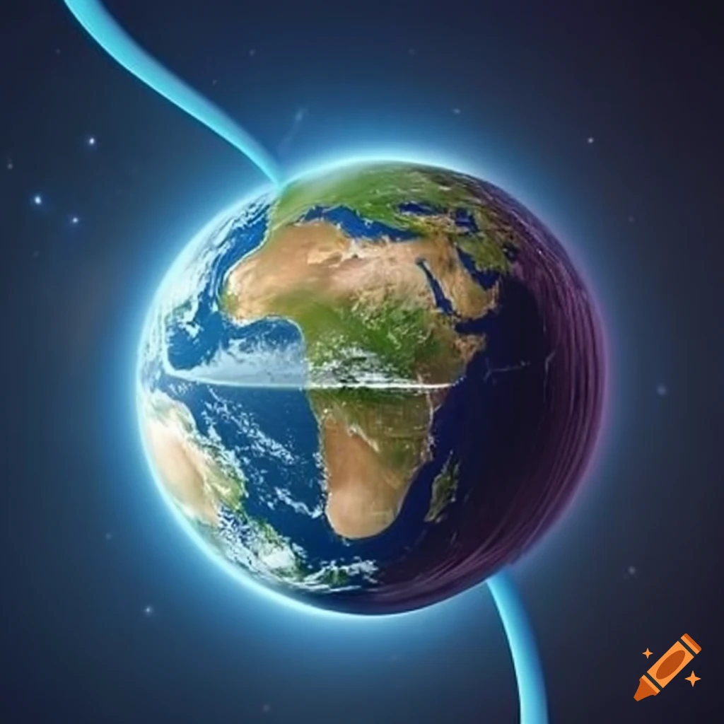 Illustration of earth's magnetic field flipping