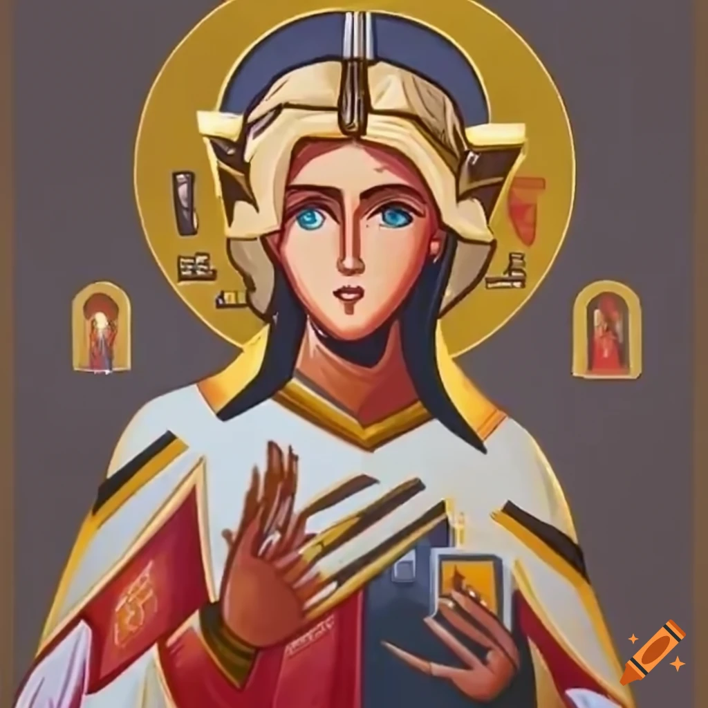 Orthodox christian icon of mercy from overwatch on Craiyon