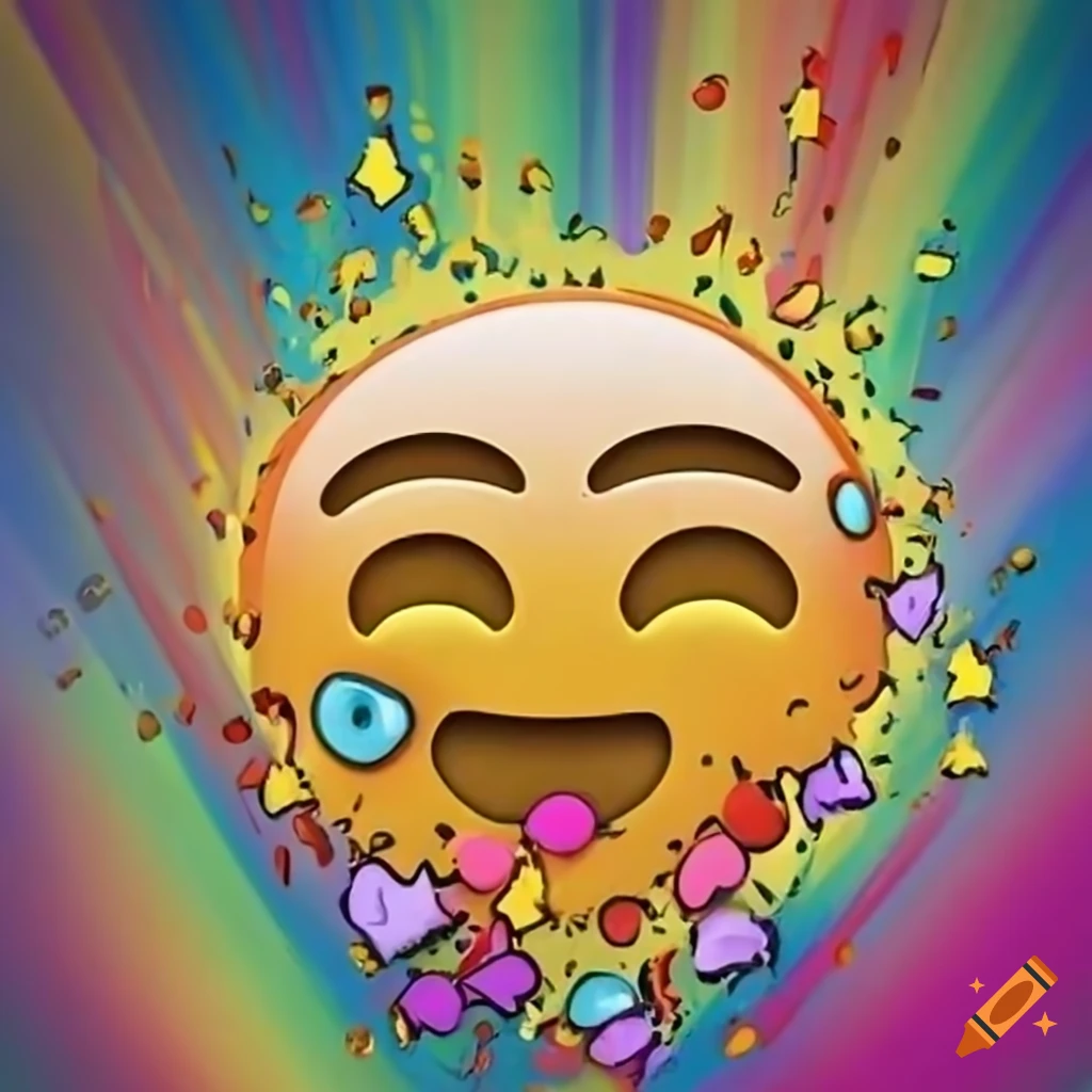 Explosive emojis on vibrant background