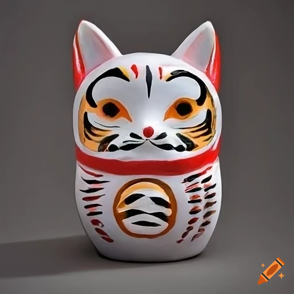 Small daruma kitsune sculpture