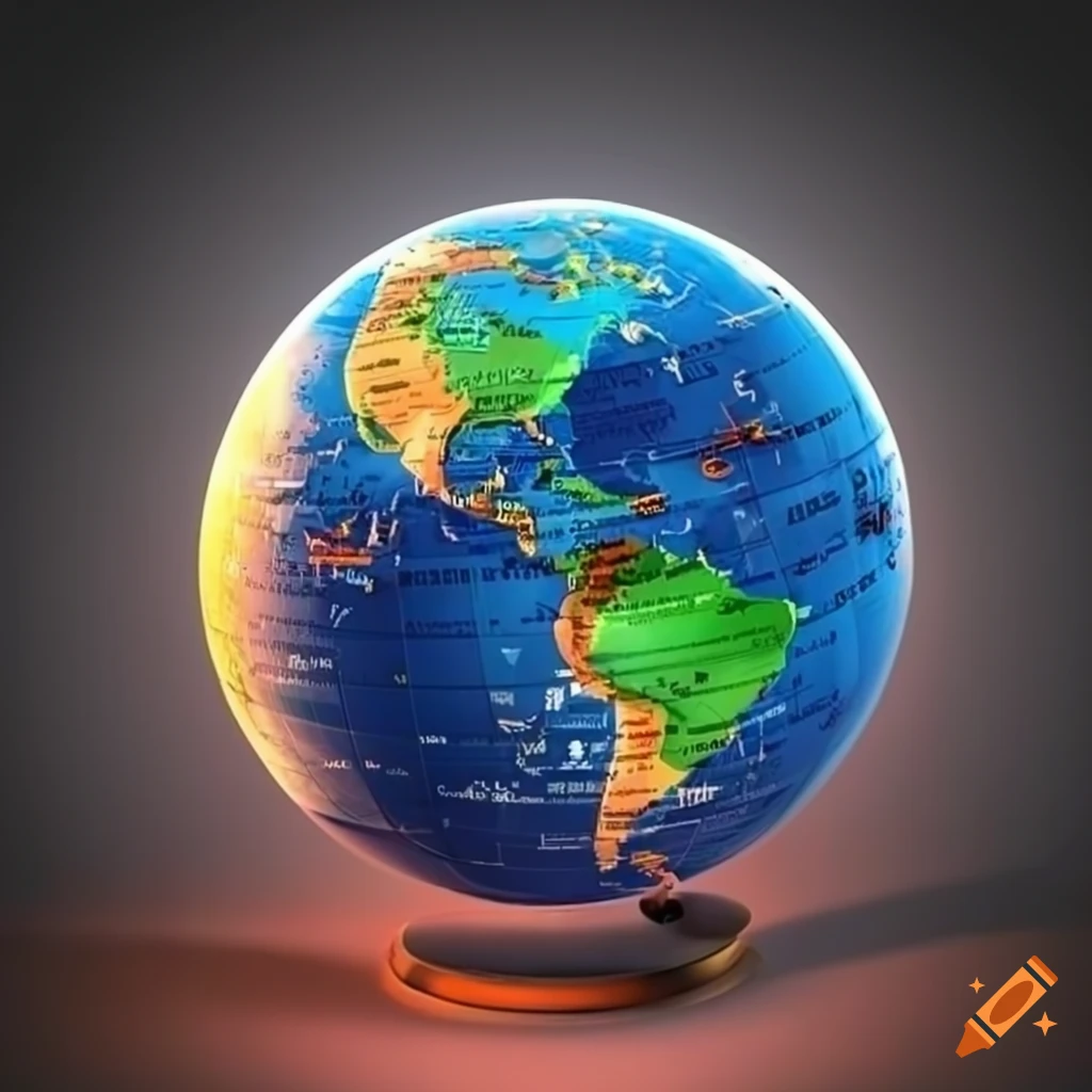 High definition globe with labeled countries on Craiyon