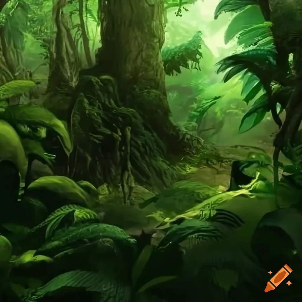 Realistic depiction of a lush jungle