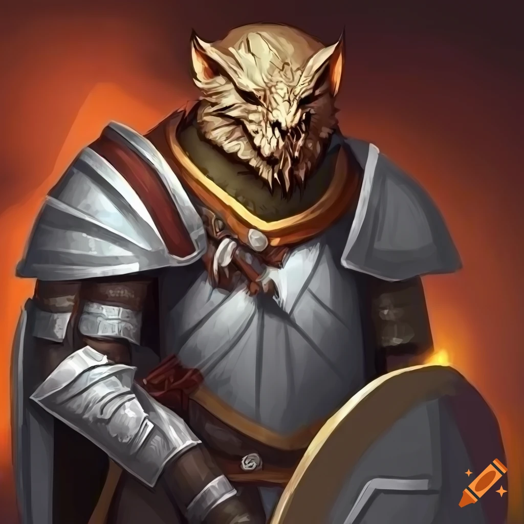 Illustration of a dragonborn paladin