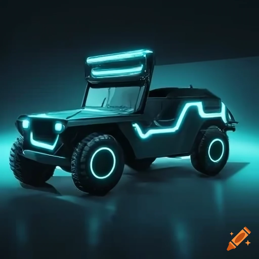 Futuristic world war 2 jeep in tron style