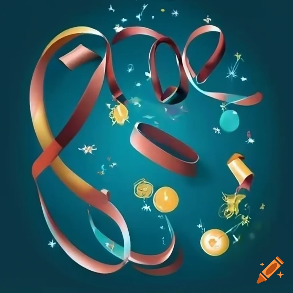 Dynamic Celebration Template With Ribbons And Festive Icons