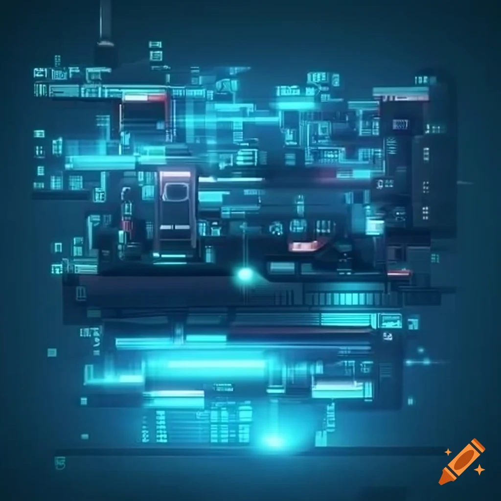 Game background depicting network devices on Craiyon