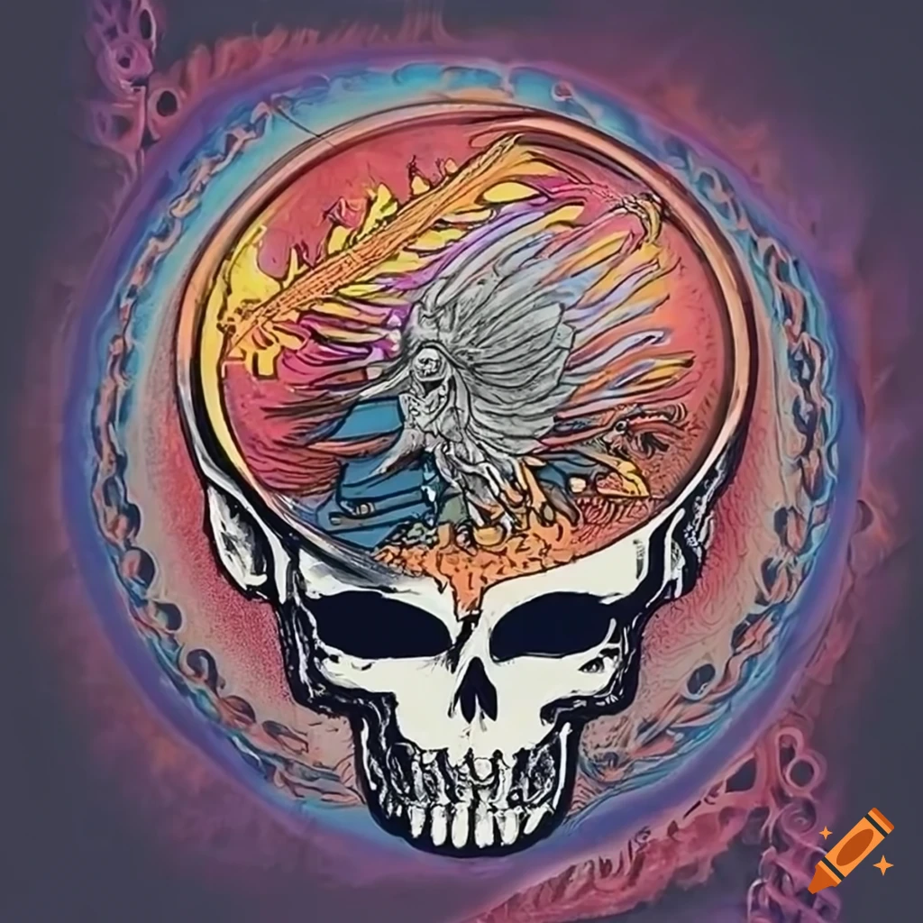Grateful dead steelie with white winged bird