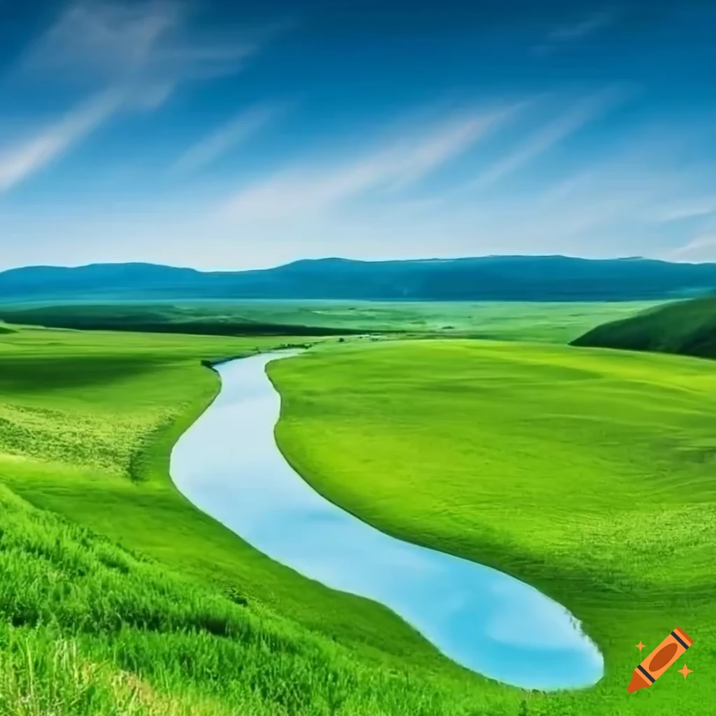 River flowing through a grassland