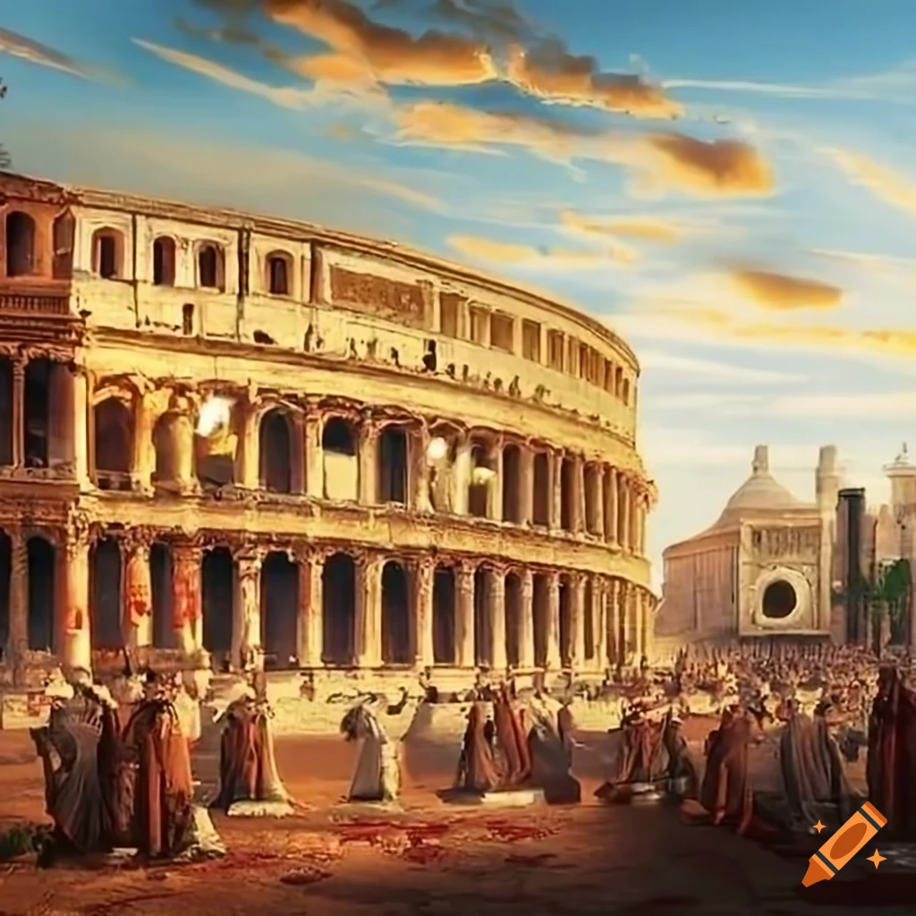 Ancient roman city celebrating victory