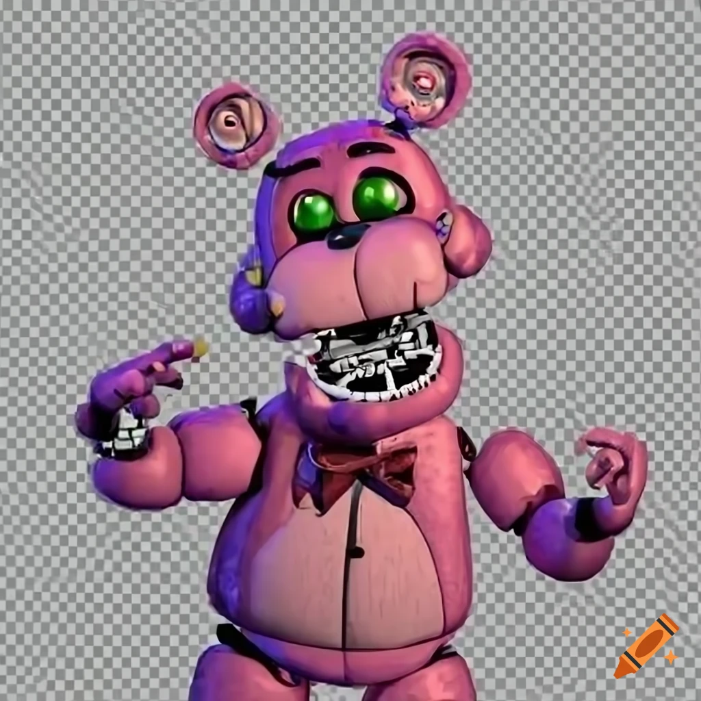 Fnaf-style pink hippo animatronic