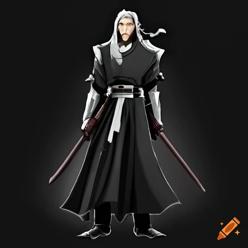 Image of a fusion of obi wan kenobi and byakuya kuchiki in black armor ...