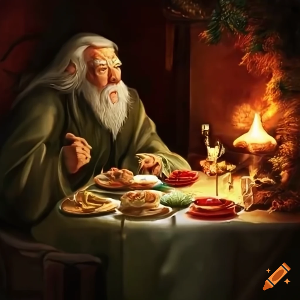 Gandalf at a christmas dinner