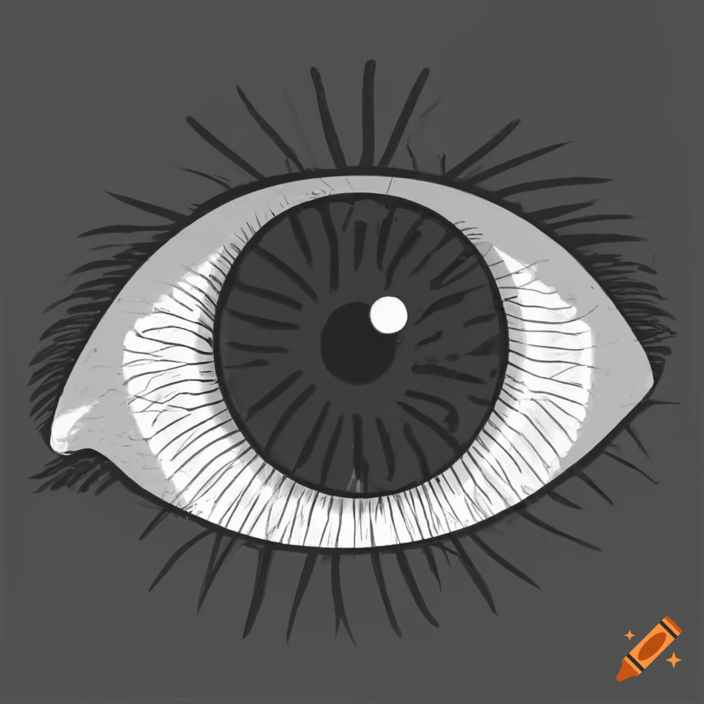 Close-up of an eye looking through lenses on Craiyon