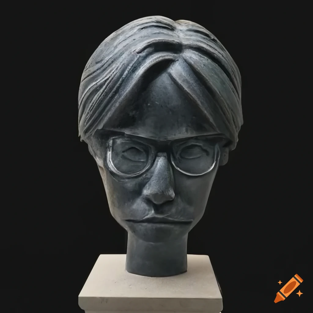 Black marble sculpture of hideo kojima's face