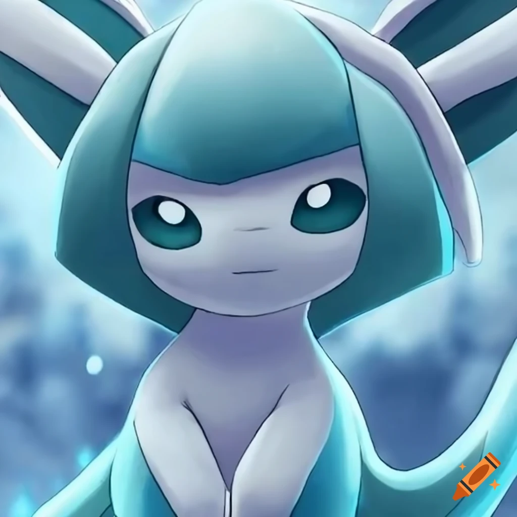 Glaceon With Stick In Mouth In A Snowy Blizzard