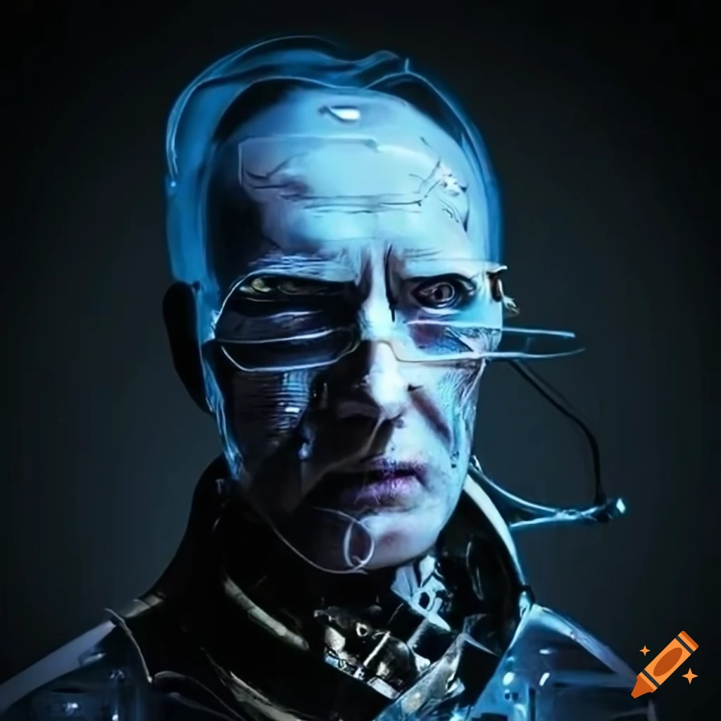 Image of a detailed elderly male cyborg