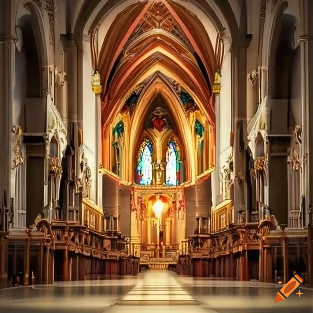 Interior of a catholic church sanctuary on Craiyon