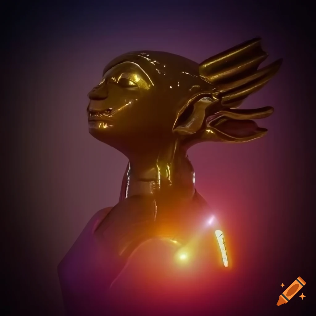 Futuristic egyptian sculpture of an ungendered character