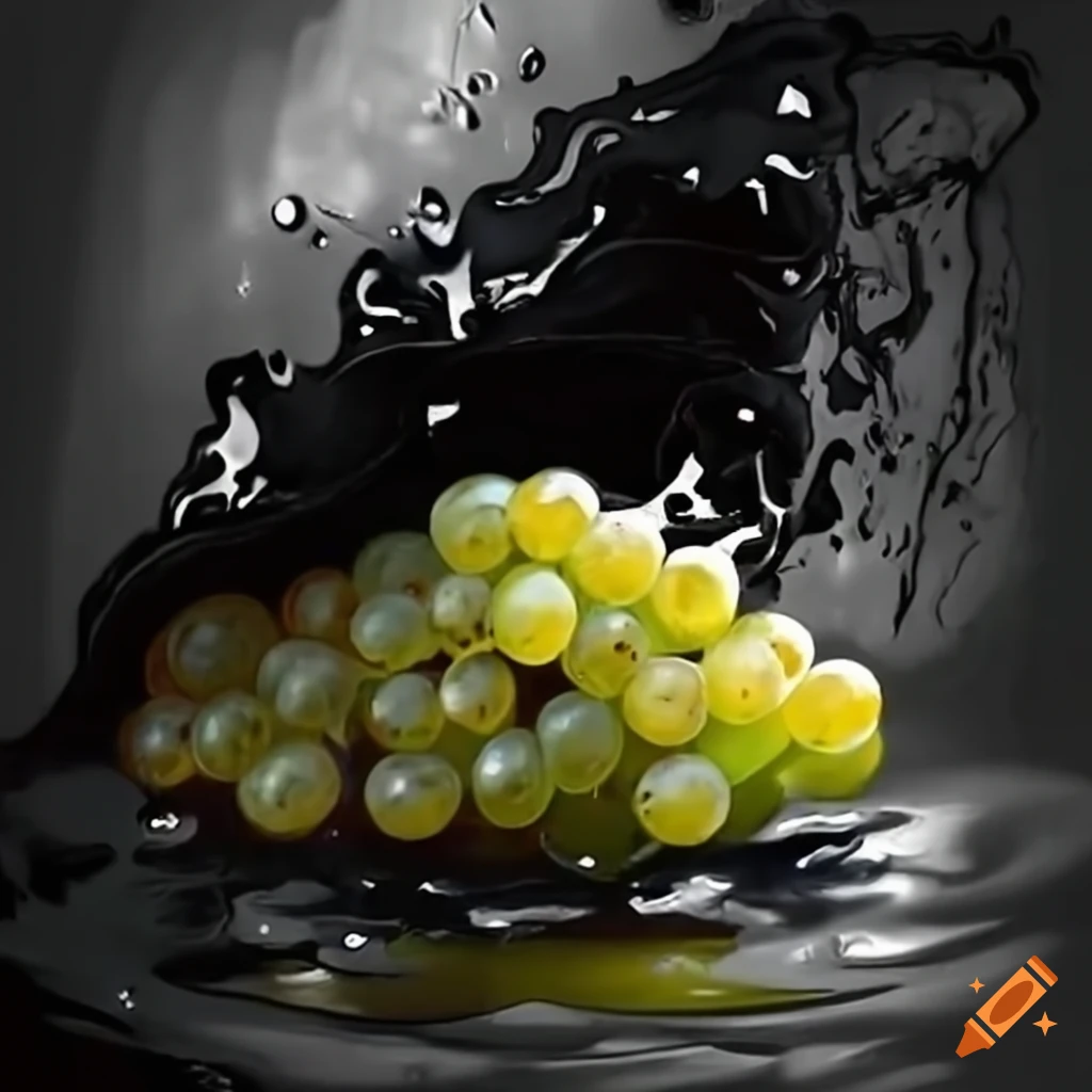 Chardonnay grape in an oil spill